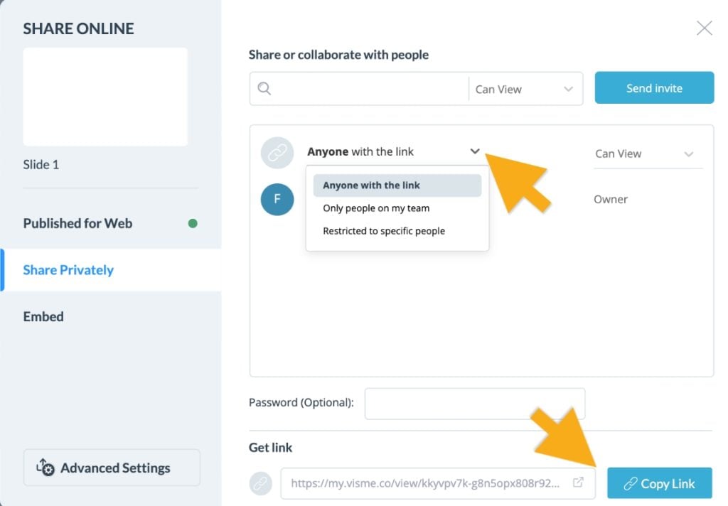 Publishing & Sharing your Visme projects | Visme Help Center