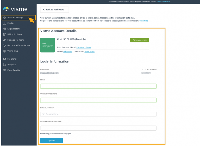 manage-my-account | Visme Help Center