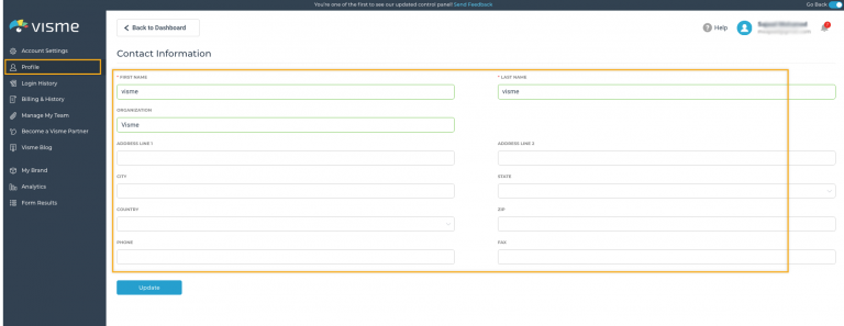 manage-profile-details | Visme Help Center
