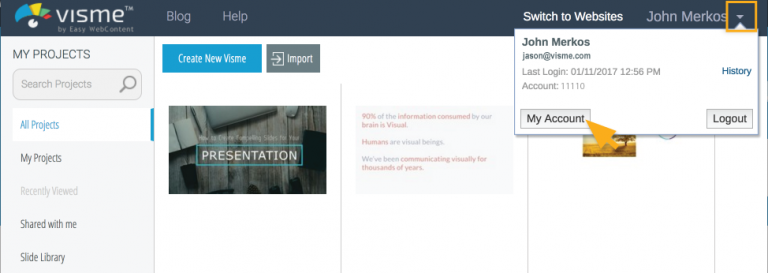 visme-support_my-account | Visme Help Center