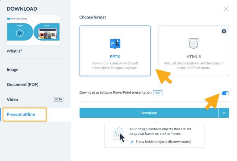 How to download your project in editable PPTX format | Visme
