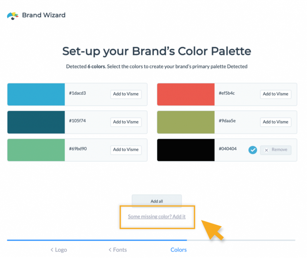 Set up your Brand Area using Brand Wizard| Visme Help Center