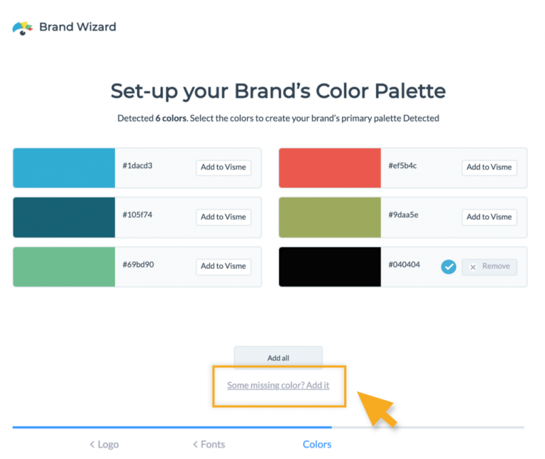 Set up your Brand Area using Brand Wizard| Visme Help Center