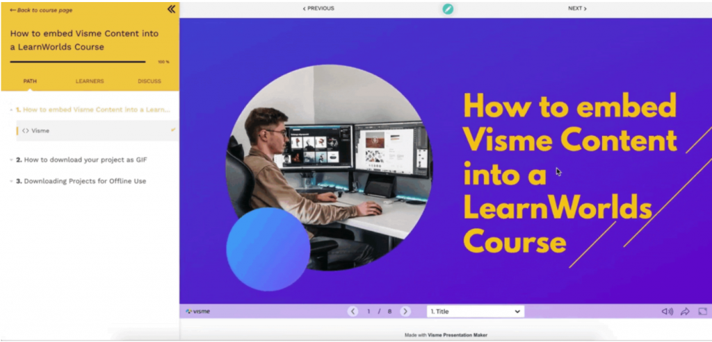 Turn your project into a LearnWorlds online course | Visme Help Center