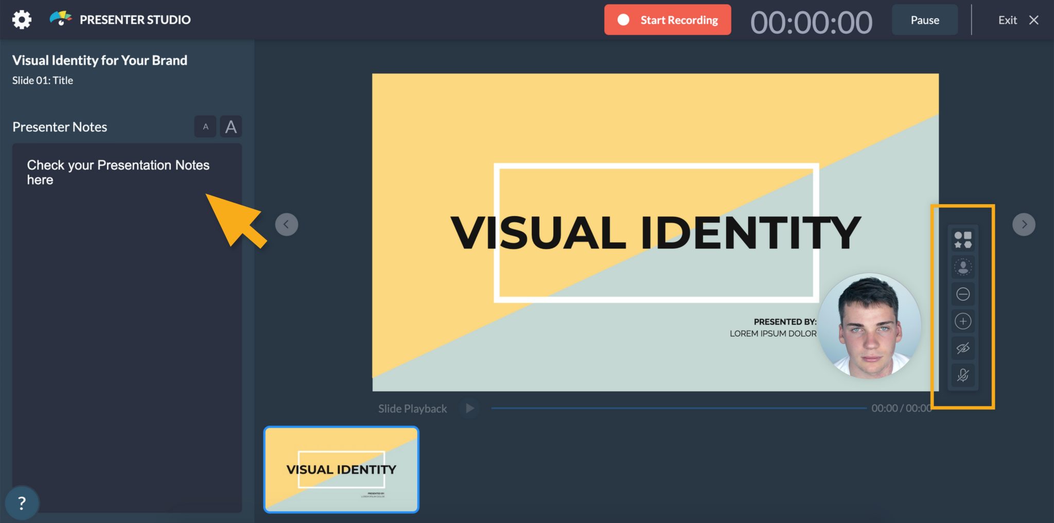Record project using Presenter Studio | Visme Help Center