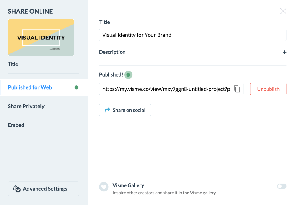 Record project using Presenter Studio | Visme Help Center