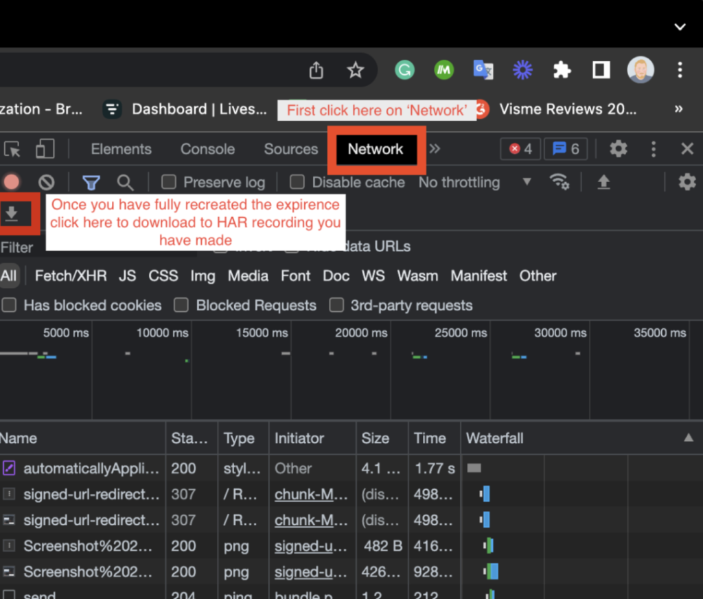 How to gather a HAR file | Visme