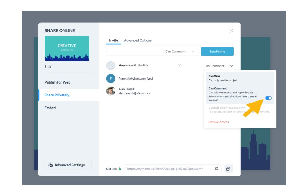 Getting comments and feedback on your Visme Project | Visme