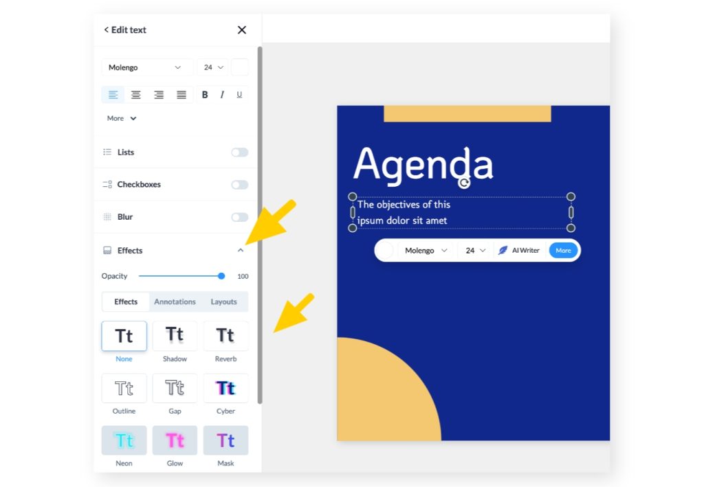 Customize Text Format to match the style | Visme Help Center