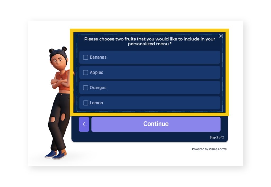 Adding single/multiple choice questions to your Form | Visme